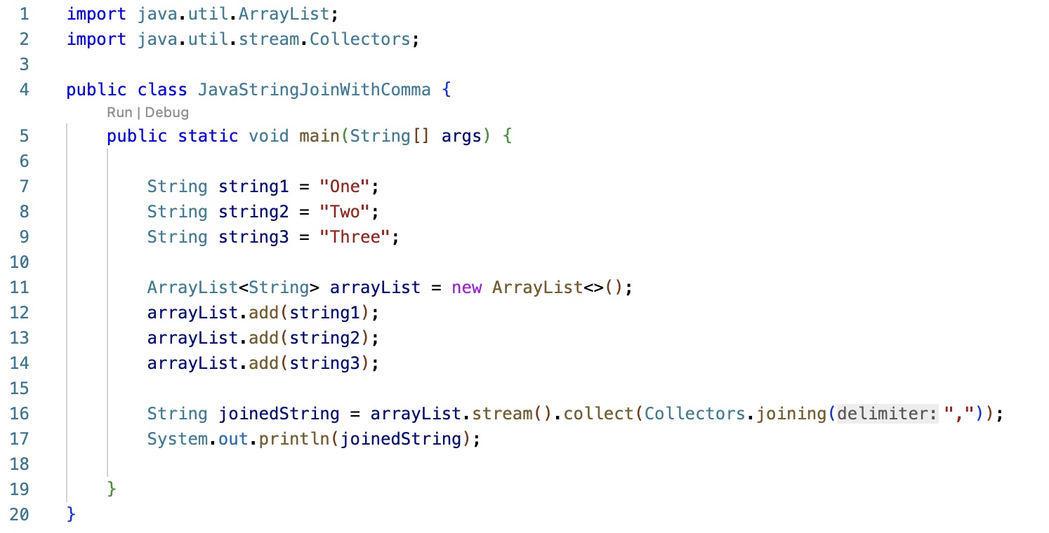 Java Join Strings With Comma Separator